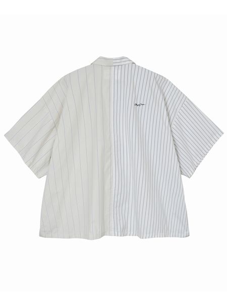 MAGIC STICK ENTERTAINMENT / 2FACE SS OPEN COLLAR SHIRTS -White Stripes-